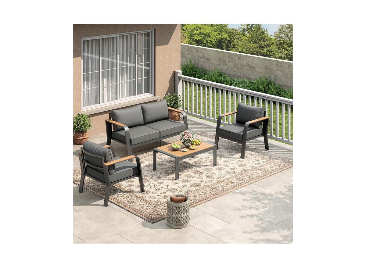 Click here for gaomon 4 Seats Outdoor Patio Furniture Set  Patio... prices