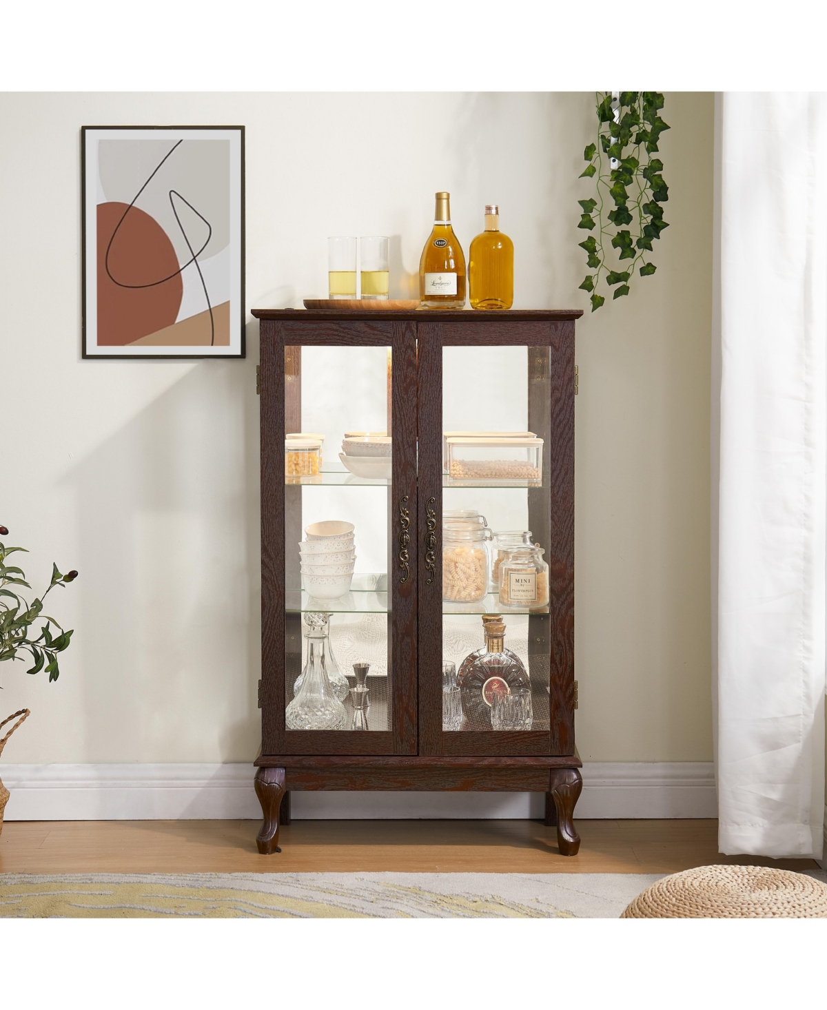 Click here for Flynama Lighted Tempered Glass Curio Cabinet Mirro... prices
