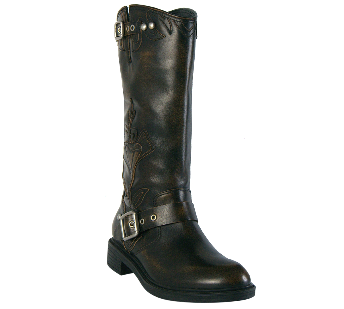 Click here for Ash Womens Flax Mid Calf Boots - Black Distressed... prices