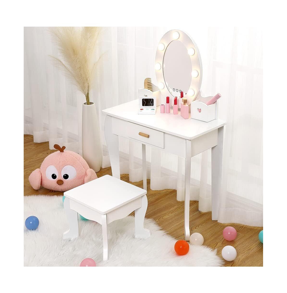 Click here for gaomon Toddler Lighted Vanity and Stool Set  Girls... prices
