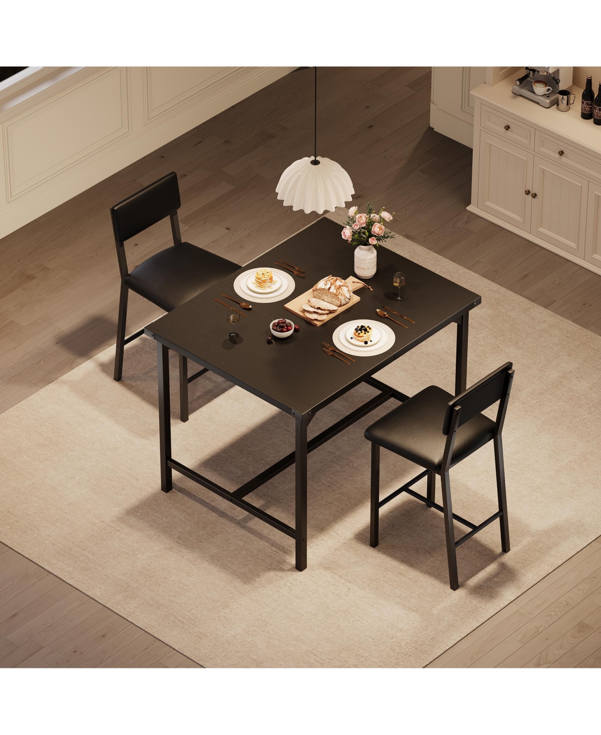 Click here for homfan Dining Table Set with 2 Stools Counter Heig... prices