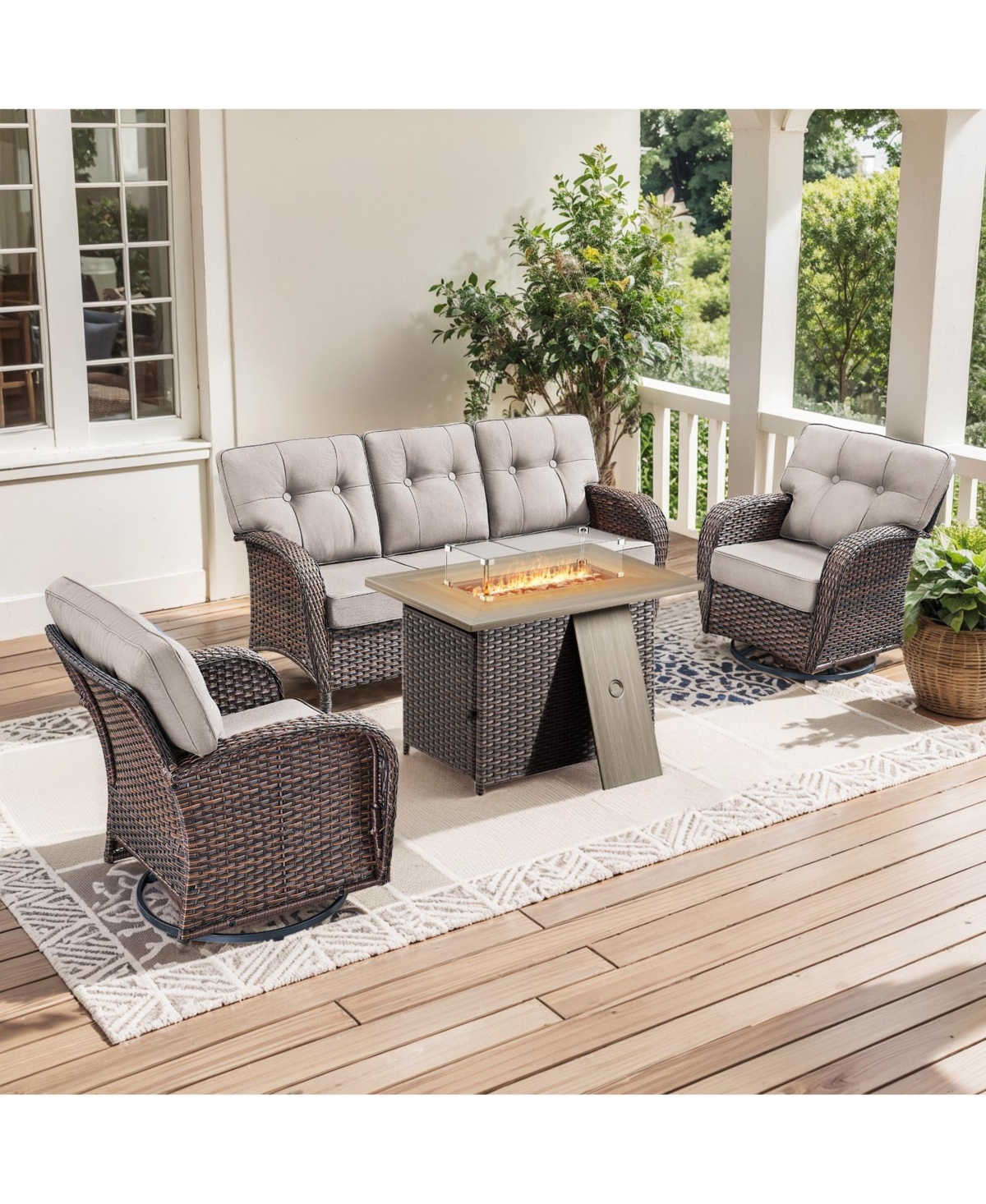 Click here for Pocassy Patio Wicker Furniture Set with Fire Pit T... prices