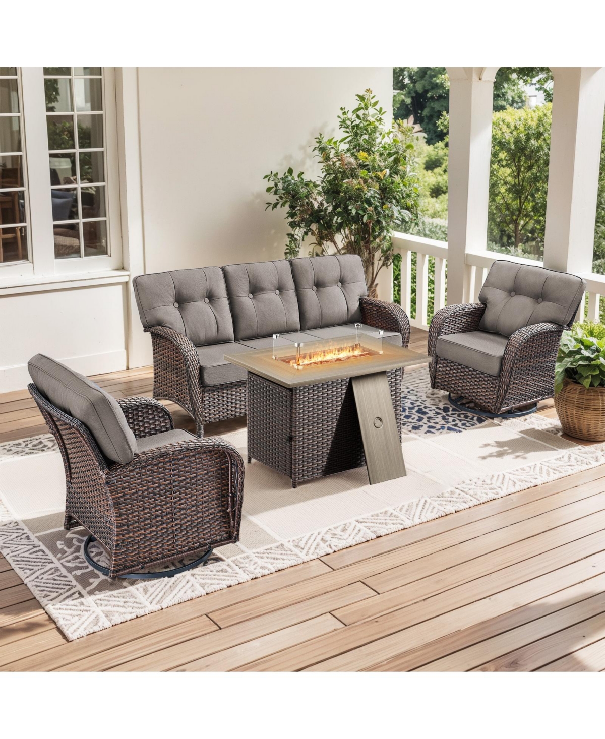 Click here for Pocassy Patio Wicker Furniture Set with Fire Pit T... prices