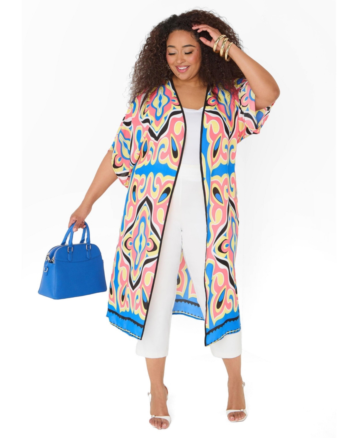 Click here for Ashley Stewart Plus size Abstract Print Open Front... prices