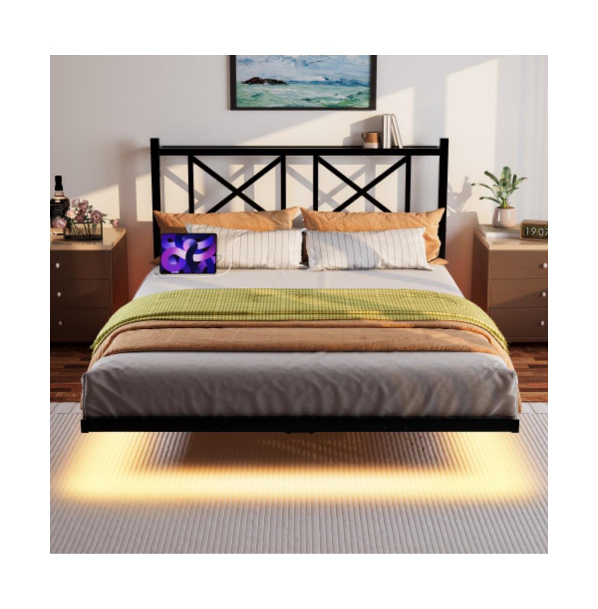 Click here for Lucky One Queen Size Floating Bed Frame with Headb... prices