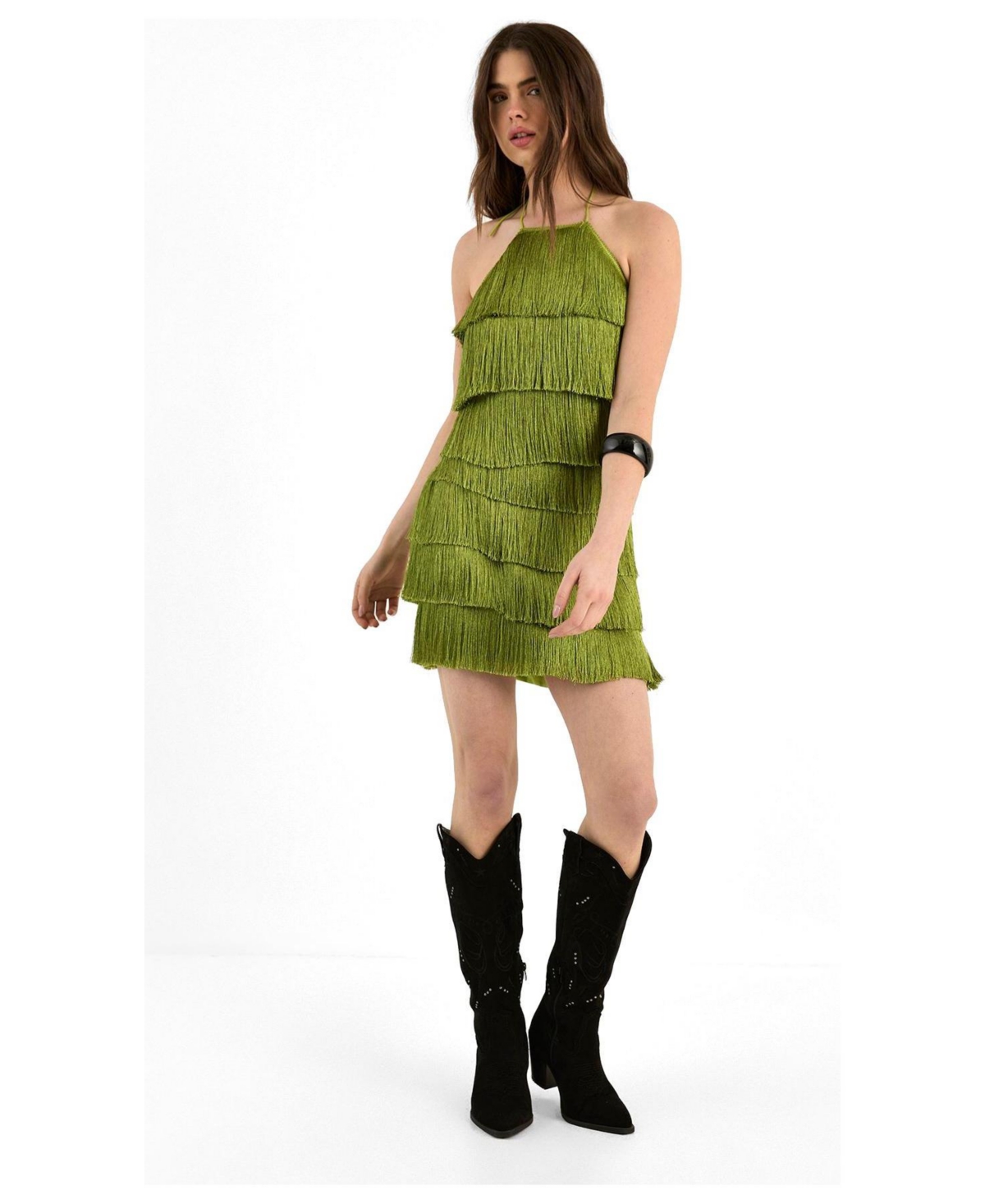 Click here for Nasty Gal Womens Fringe Halter Neck Mini Dress - L... prices