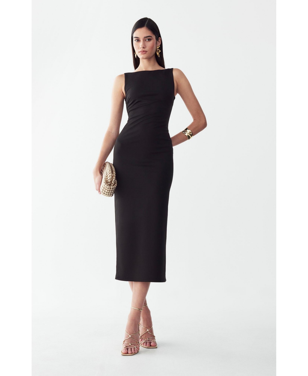 Click here for St Mrlo Womens Dea Midi Dress - Black prices