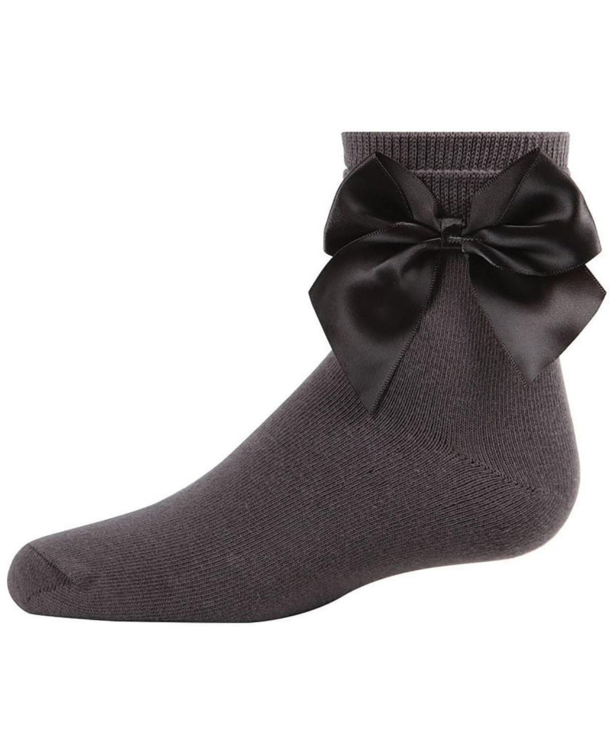 Click here for MeMoi Baby Silky Side Bow Anklet Socks - Charcoal prices