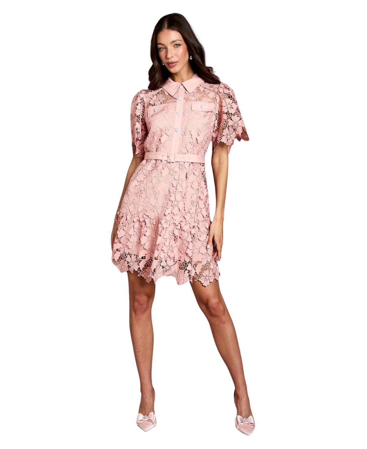 Click here for Coast Womens Lace Shirt Dress Belted Mini Dress -... prices