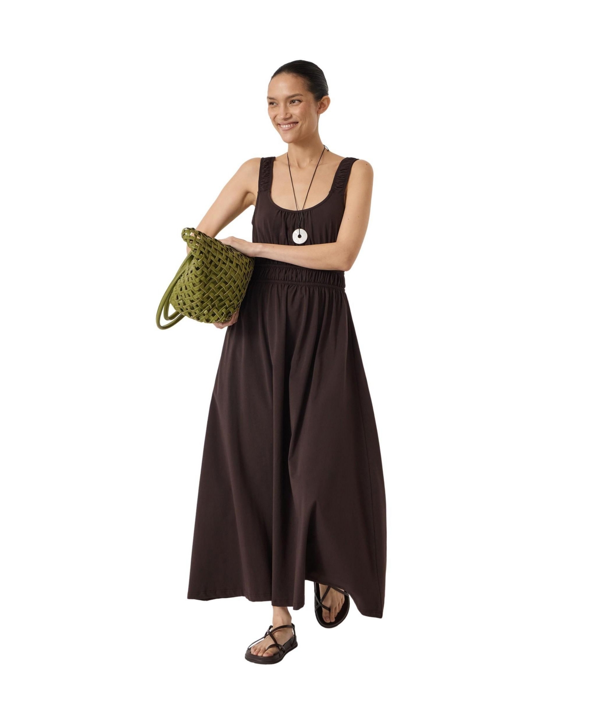 Click here for Hush Womens Scoop Neck Gathered Strap Maxi Dress -... prices