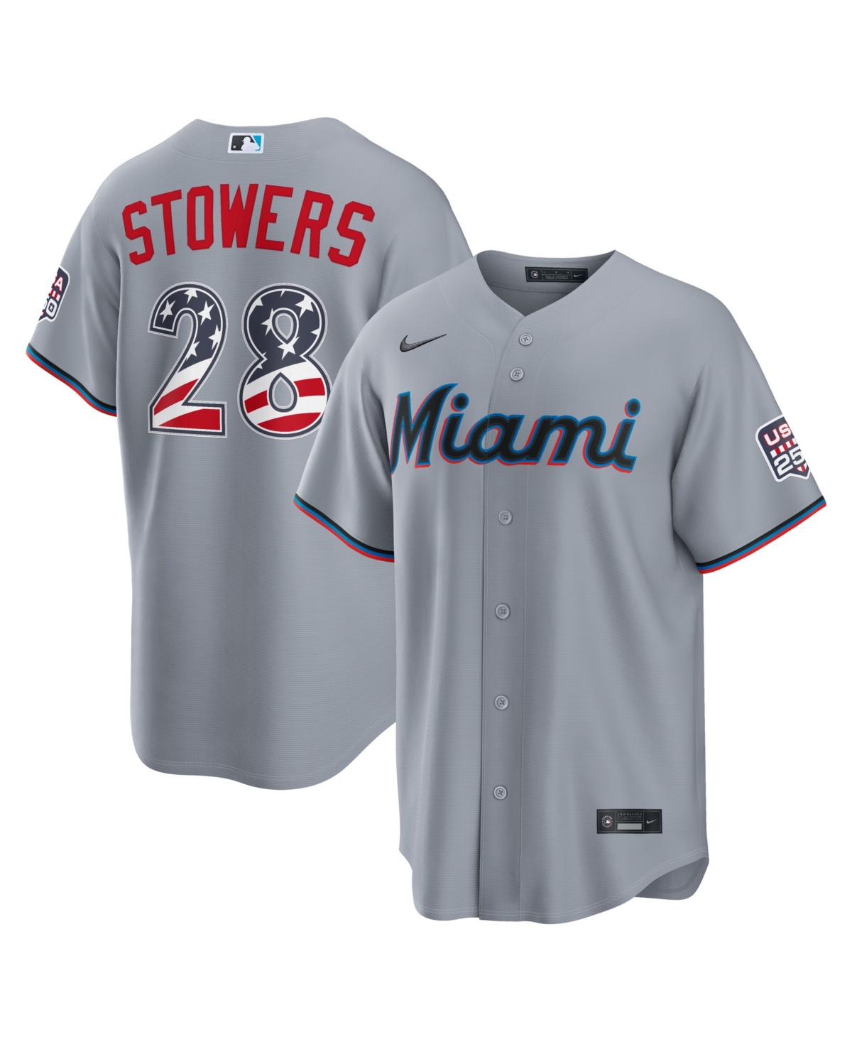 Click here for Nike Mens Kyle Stowers Gray Miami Marlins Usa 250... prices