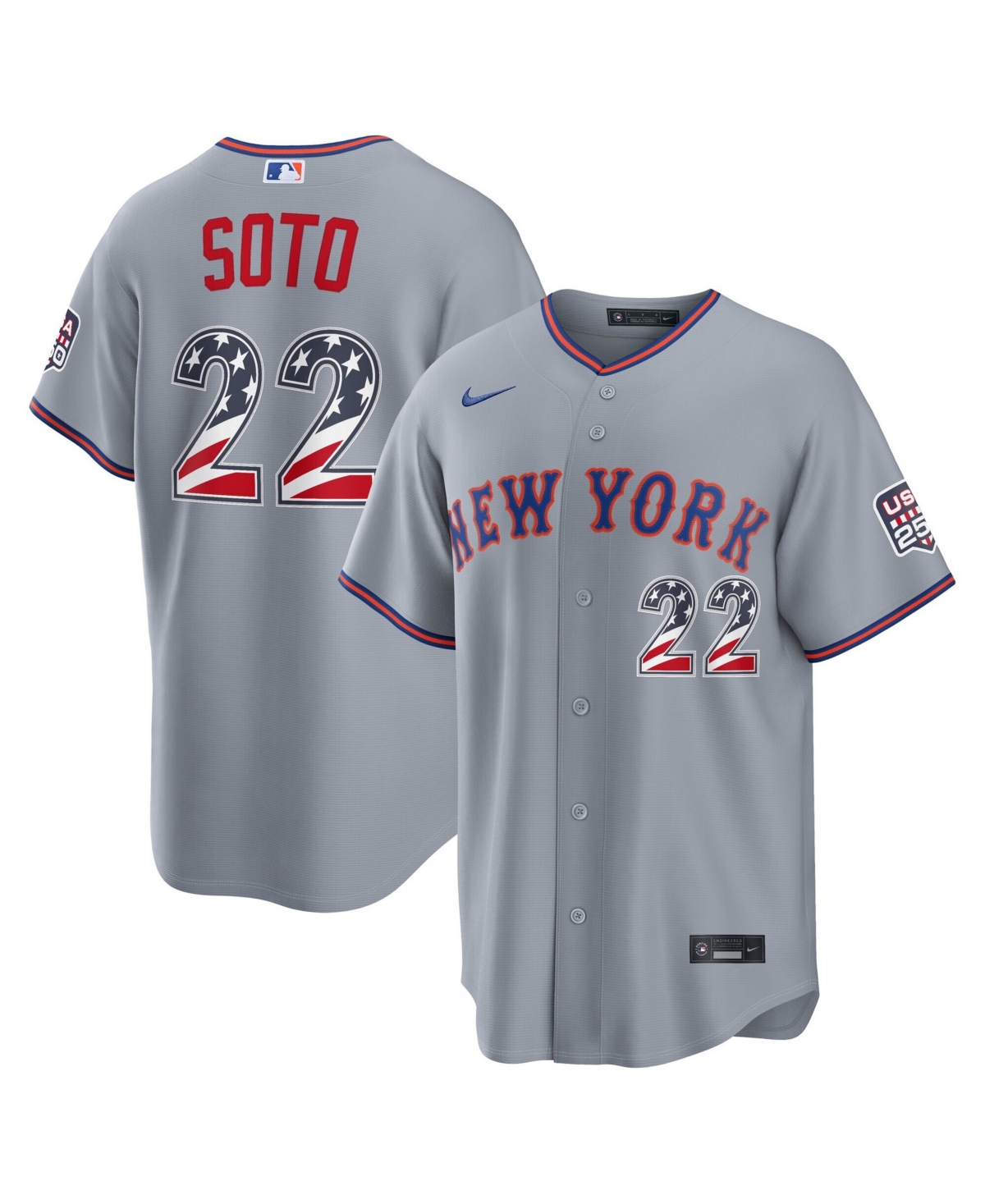 Click here for Nike Mens Juan Soto Gray New York Mets Usa 250 Fou... prices