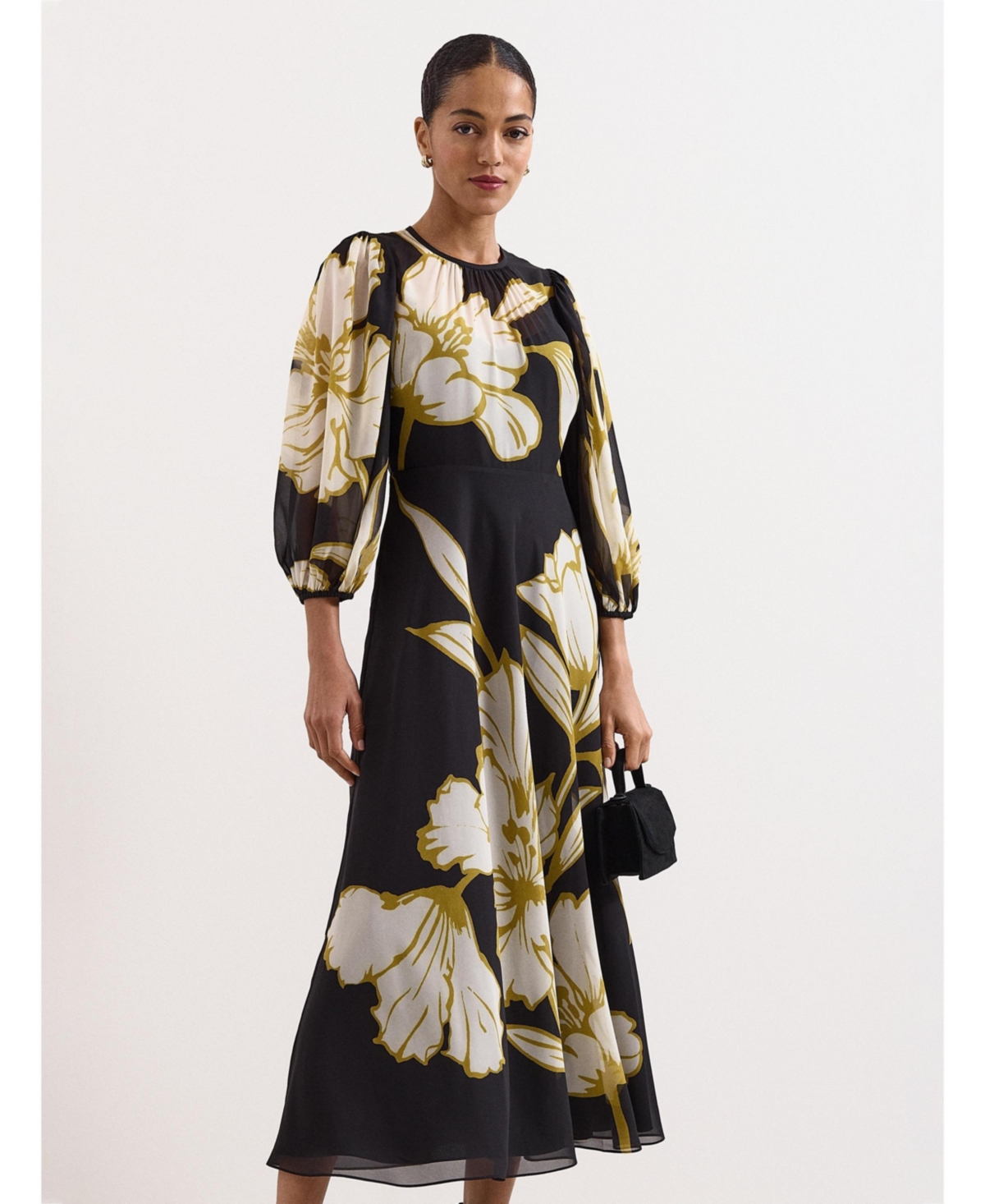 Click here for Phase Eight Womens Eve Midi Dress - Black multi prices