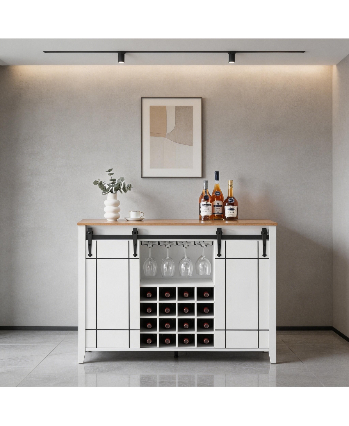 Click here for homfan Farmhouse Sliding Barn Door Storage Cabinet... prices