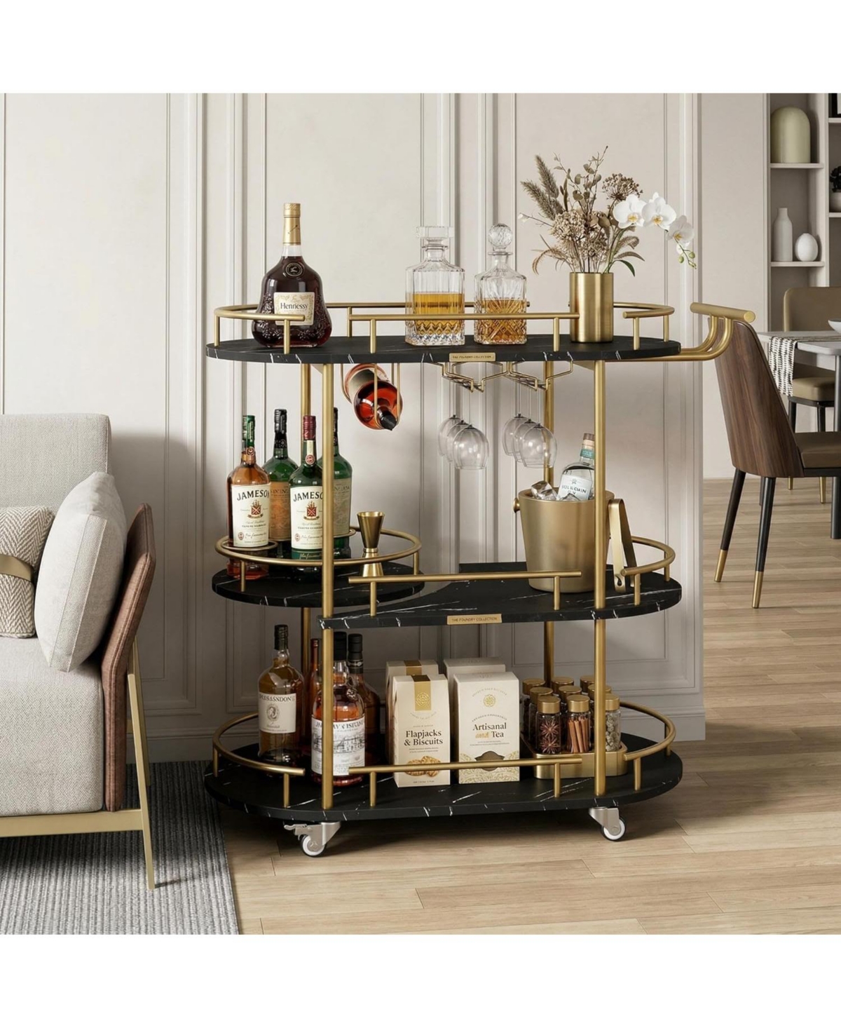 Click here for homfan Modern Bar Cart with Wine Rack  Glass Holde... prices