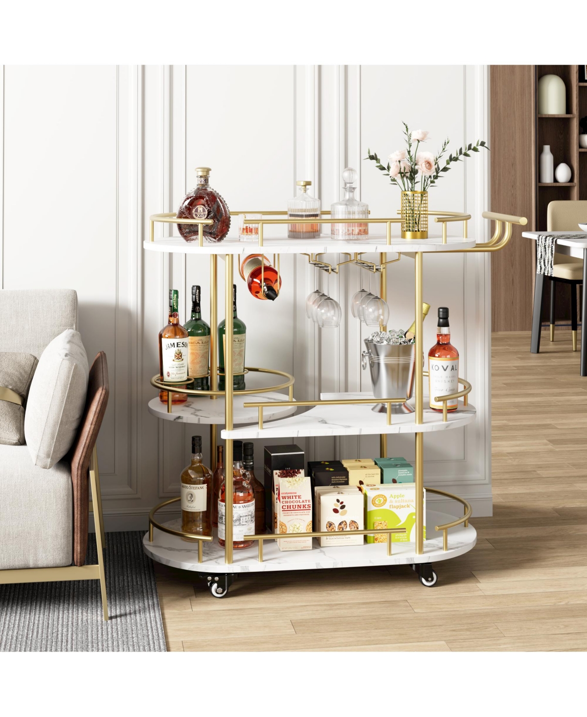 Click here for homfan Modern Bar Cart with Wine Rack  Glass Holde... prices