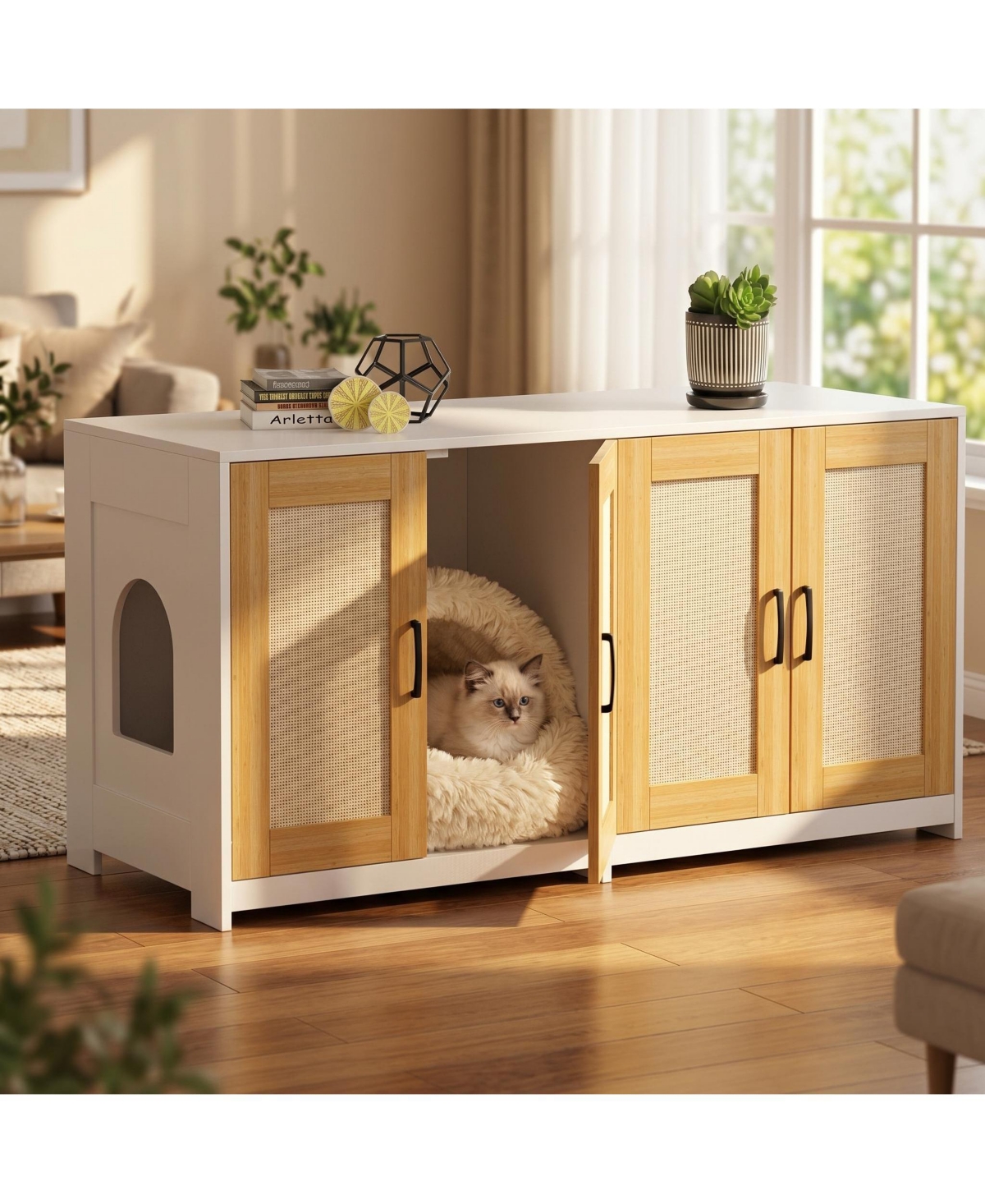 Click here for homfan Large Cat Litter Box Enclosure for 2 Cats... prices