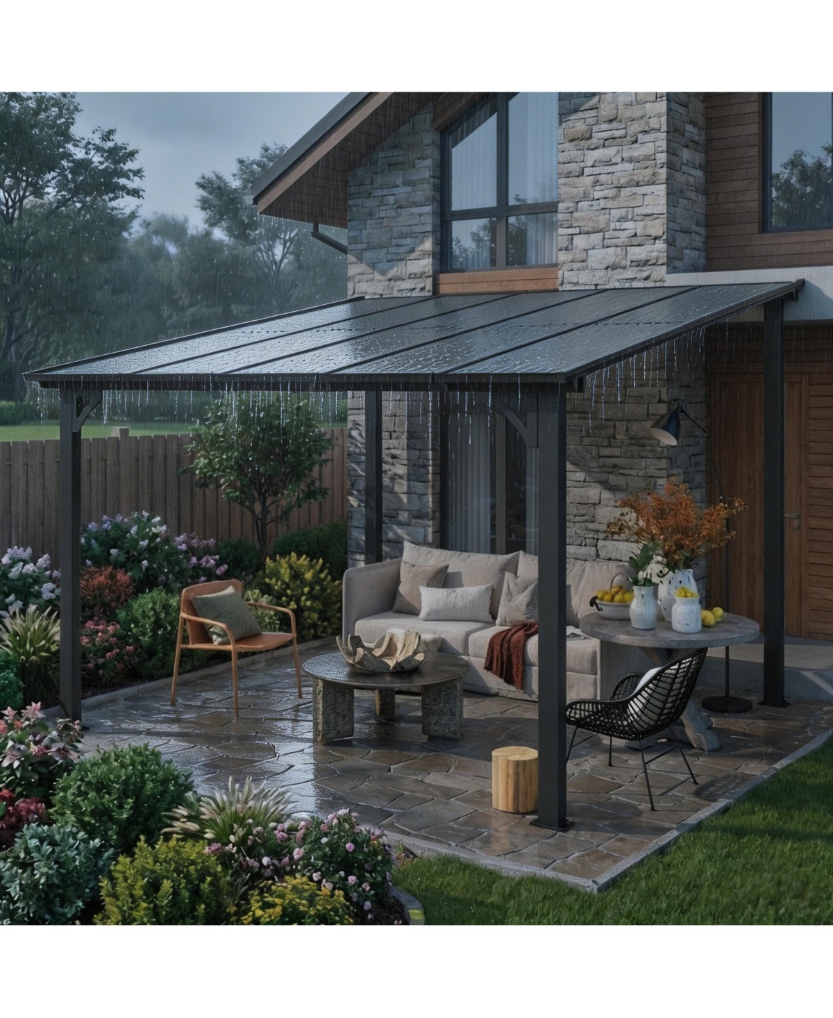 Click here for homfan Iron Frame Lean-to Canopy with Pc Roof  Hig... prices