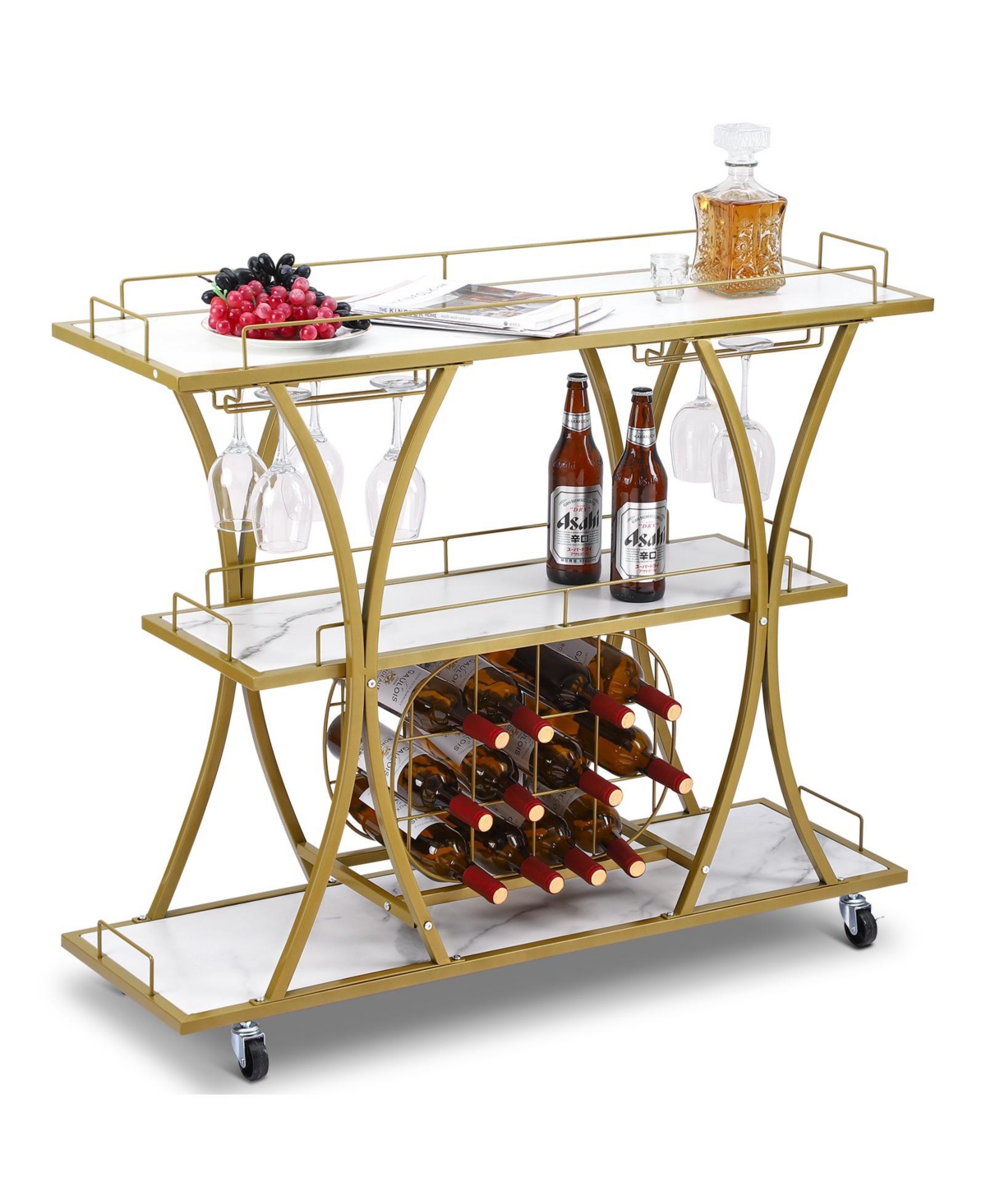 Click here for homfan 3 Tier Bar Cart  44 Inch Serving Cart with... prices