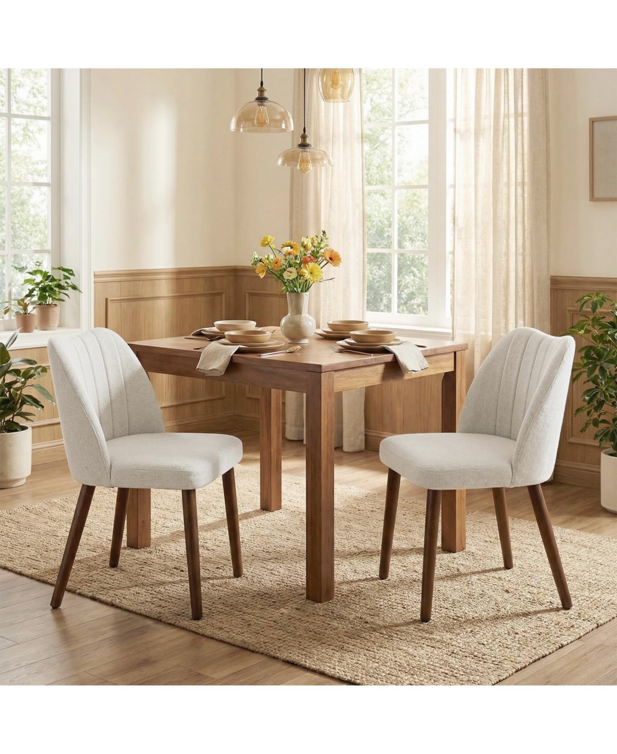 Click here for homfan Set of 2 Wooden Dining Chairs - Upholstered... prices