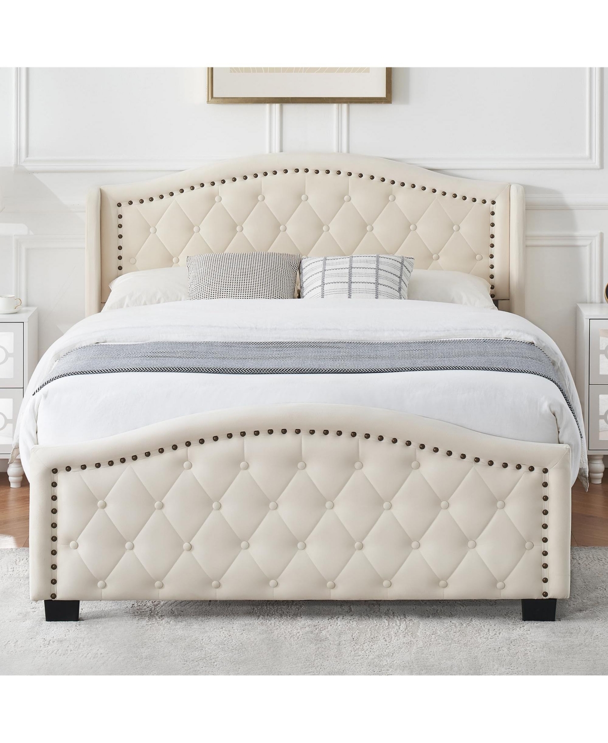 Click here for homfan Platform Bed Frame with Upholstered Headboa... prices