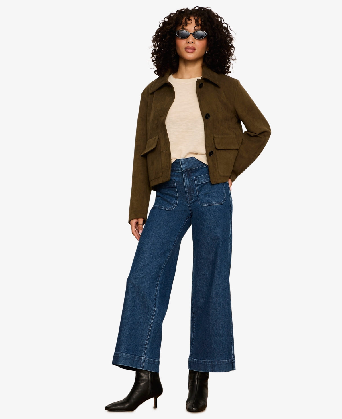 Click here for Sanctuary Petite Avid Spread Collar Button-Front J... prices