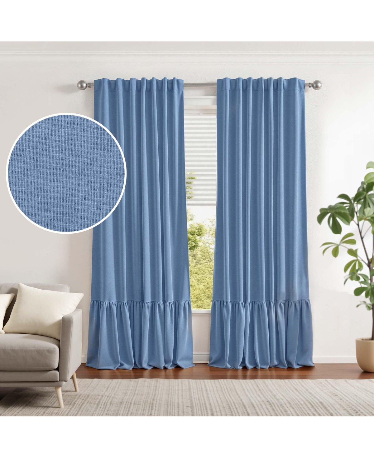 Click here for Awesome Home 100 Blackout Cotton Blend Ruffle Curt... prices