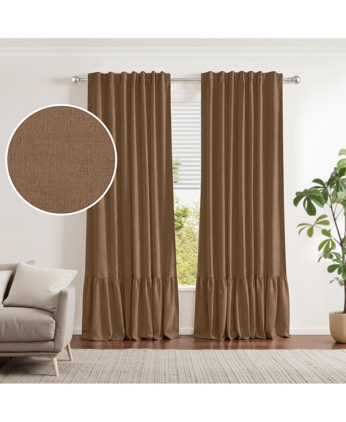 Click here for Awesome Home 100 Blackout Cotton Blend Ruffle Curt... prices