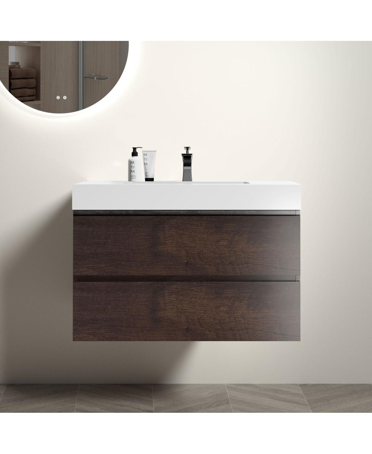 Click here for Sillysis Walnut Floating Bathroom Vanity with Doub... prices