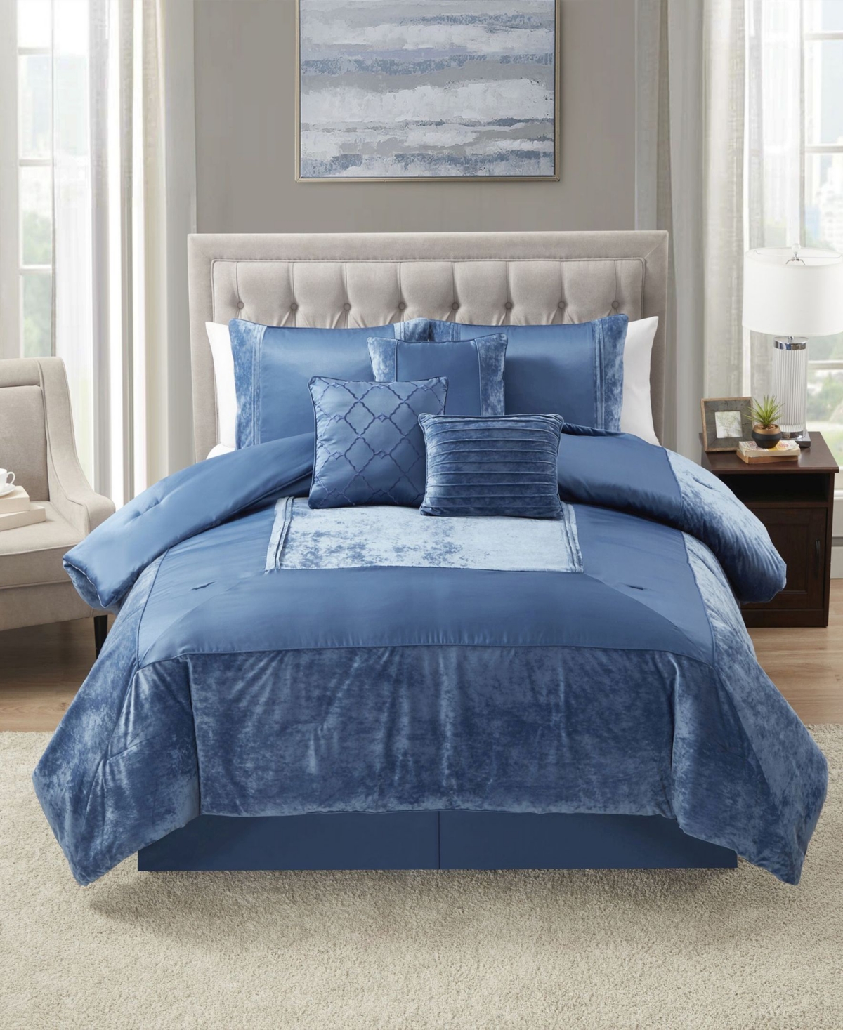 Click here for Sweet Home Collection Luna Crushed Velvet 7-Piece... prices
