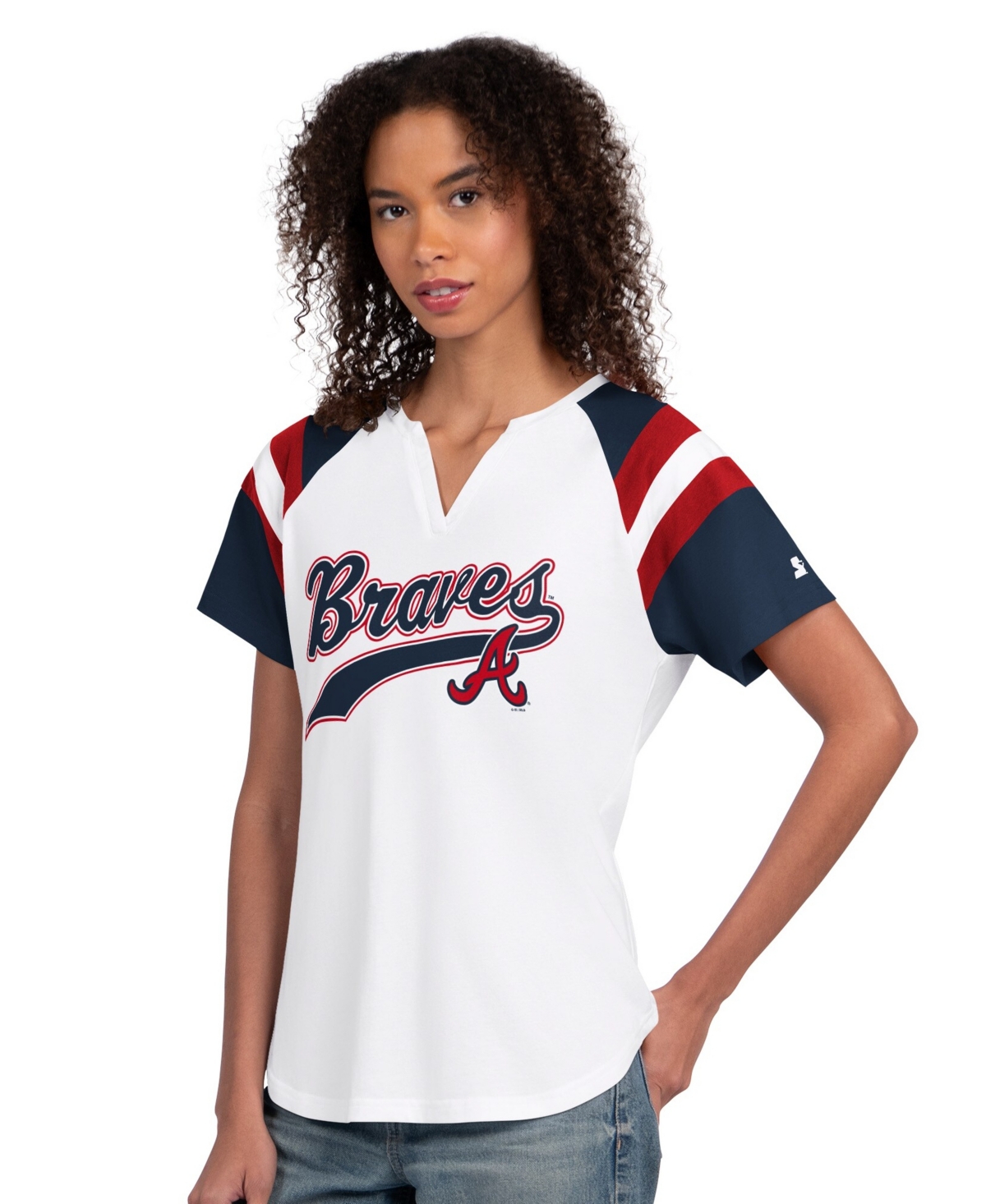 Click here for Starter Womens White Atlanta Braves Game On Notch... prices