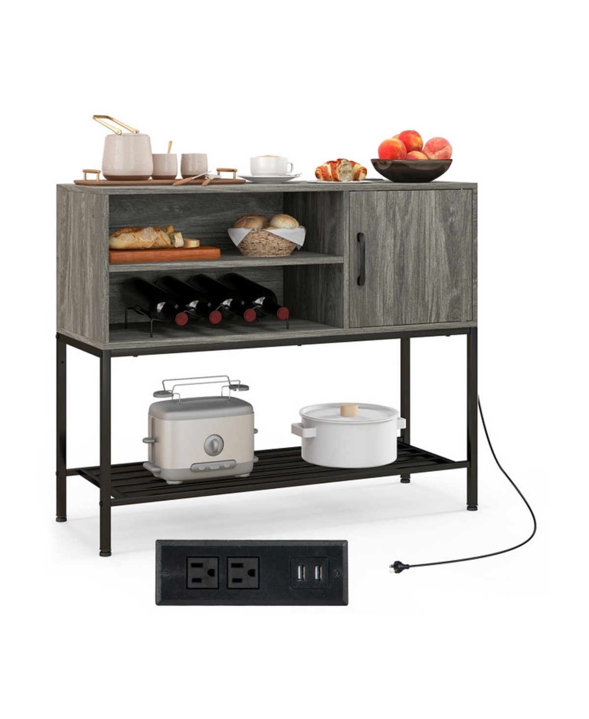 Click here for Gouun Buffet Sideboard Coffee Bar Cabinet Power Ou... prices