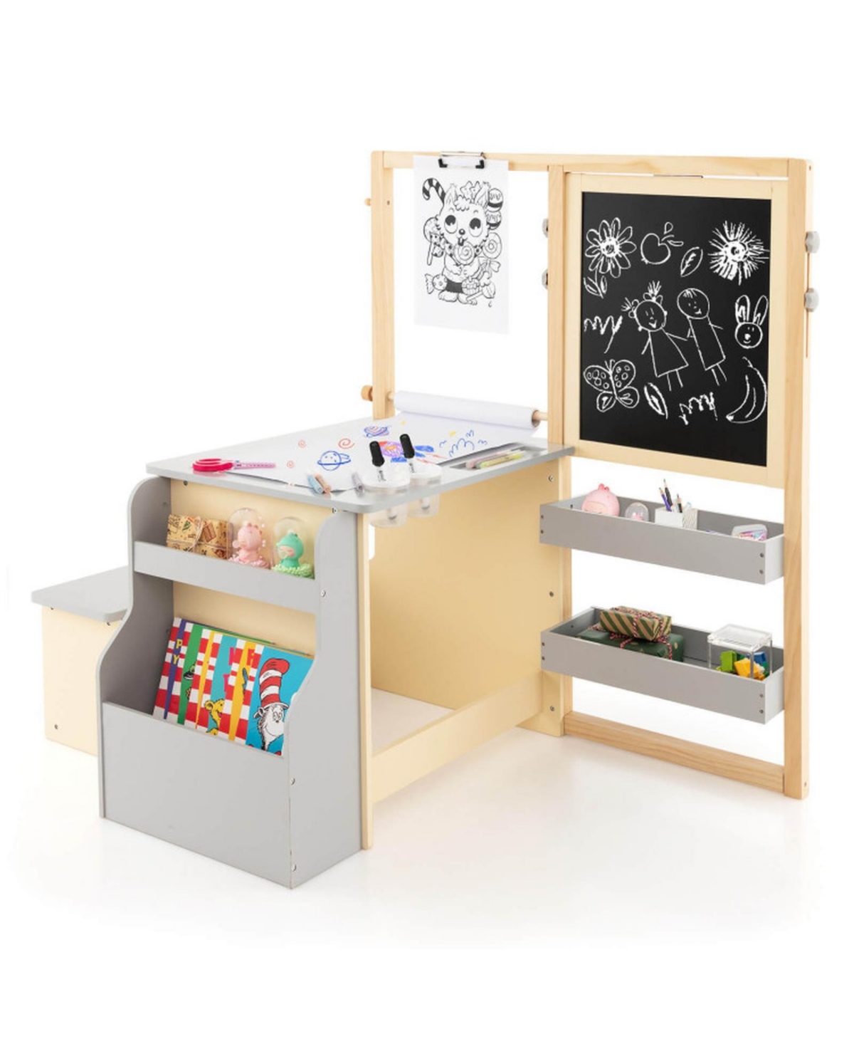 Click here for Gouun Kids Art Center Table and Bench Set with Dou... prices
