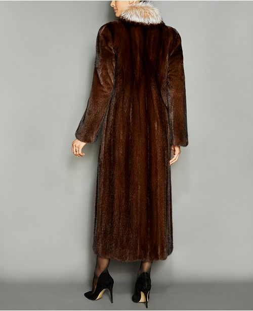 The Fur Vault Fox-Fur-Trim Mink Fur Maxi Coat & Reviews - The Fur Vault ...