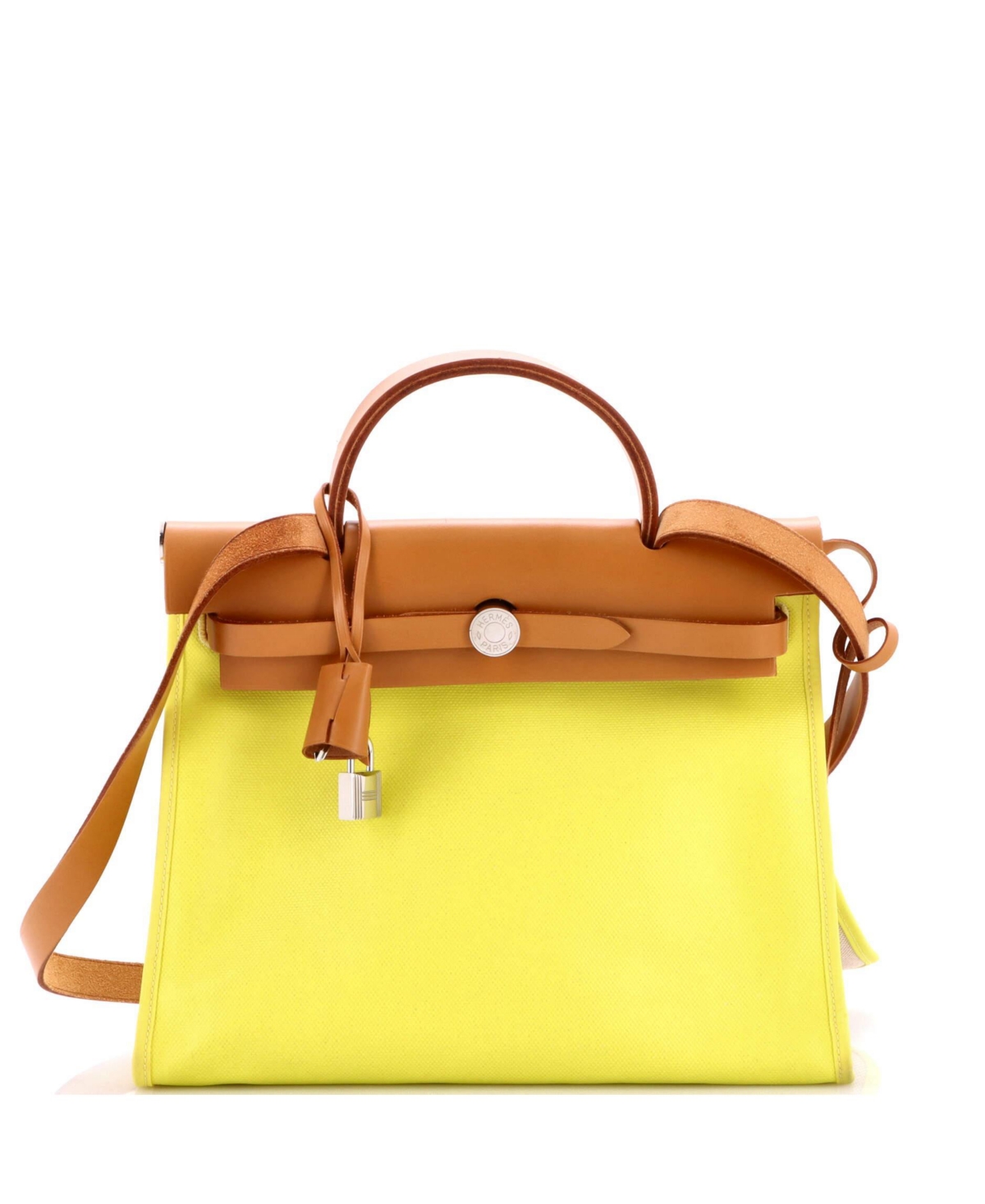 Click here for Pre-Owned HERMES 31 Herbag Zip Berline Vache Canva... prices