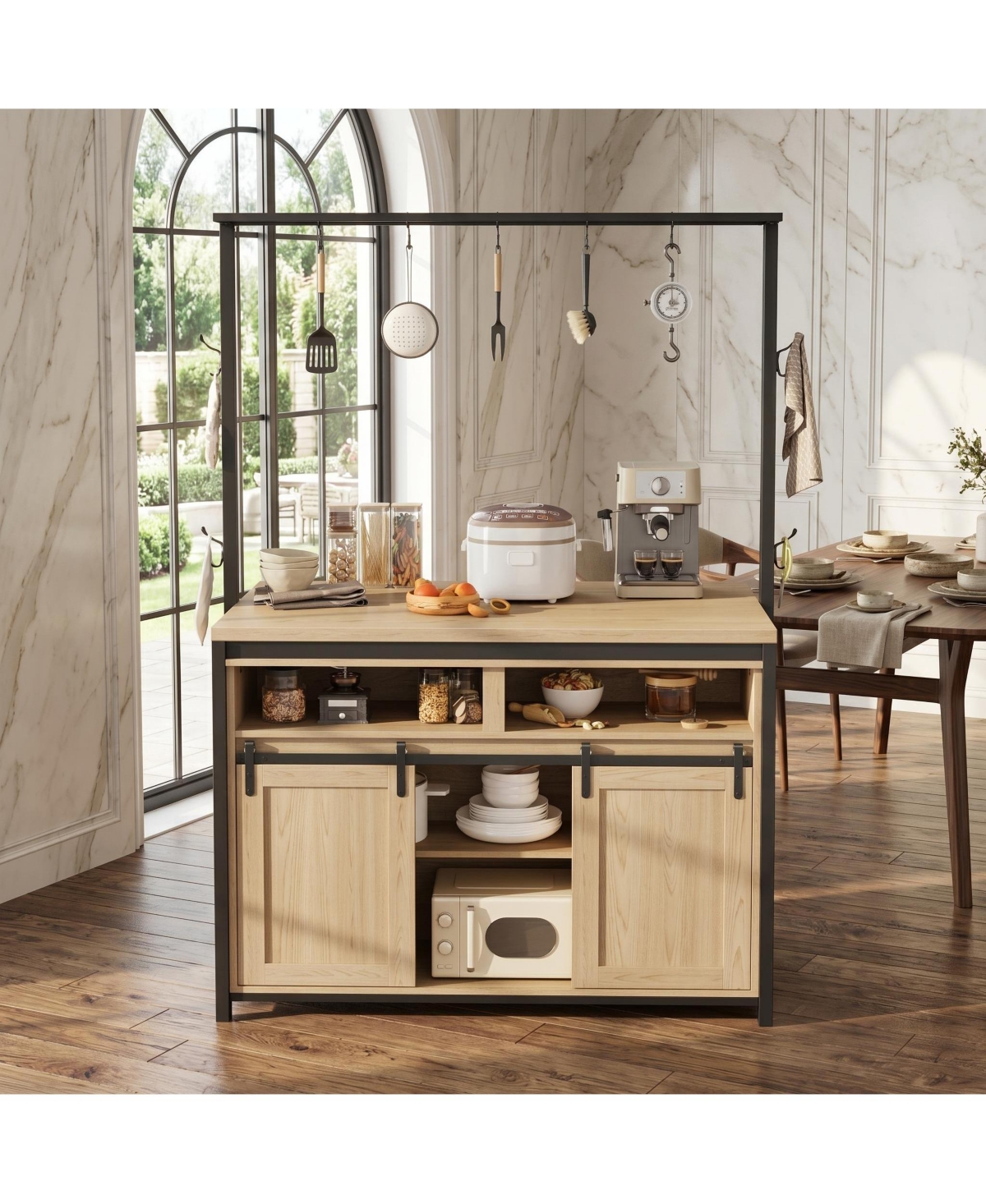 Click here for homfan 42 x 31 x 71 Barn Door Kitchen Storage Cabi... prices