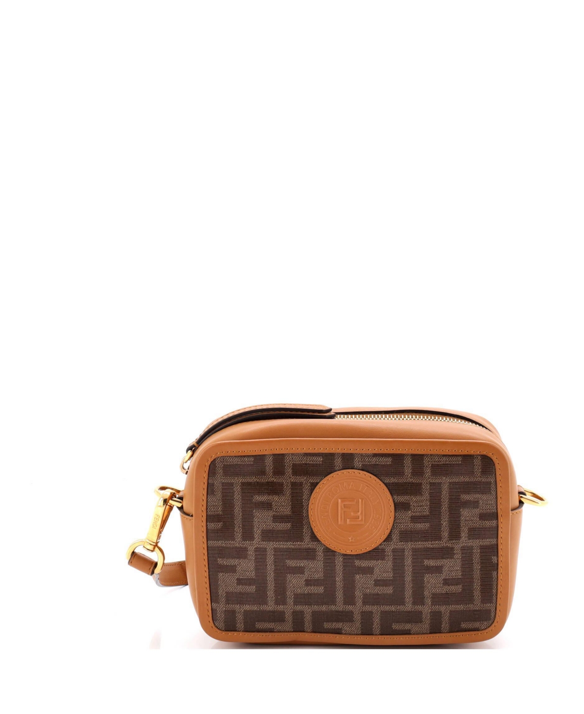 Click here for Pre-Owned Fendi Mini Ff Logo Stamp Camera Bag Zucc... prices
