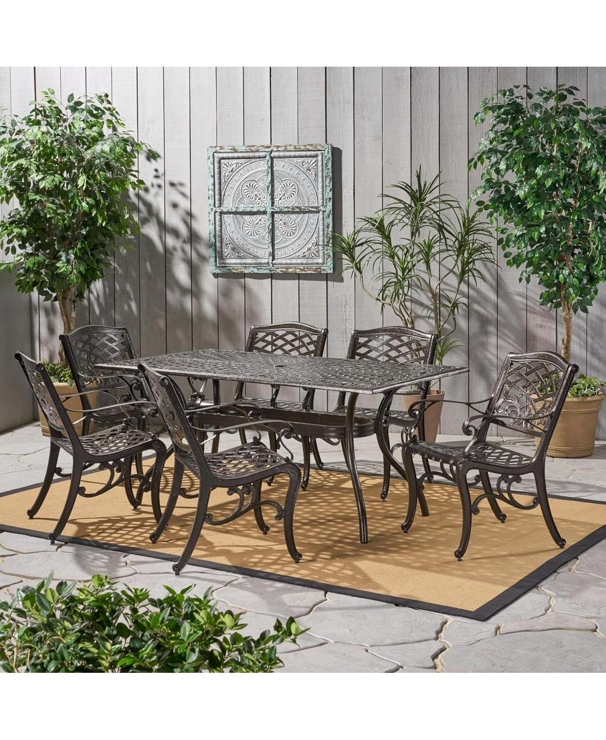 Click here for Asagikoiai 7-Piece Cast Aluminum Patio Dining Set... prices