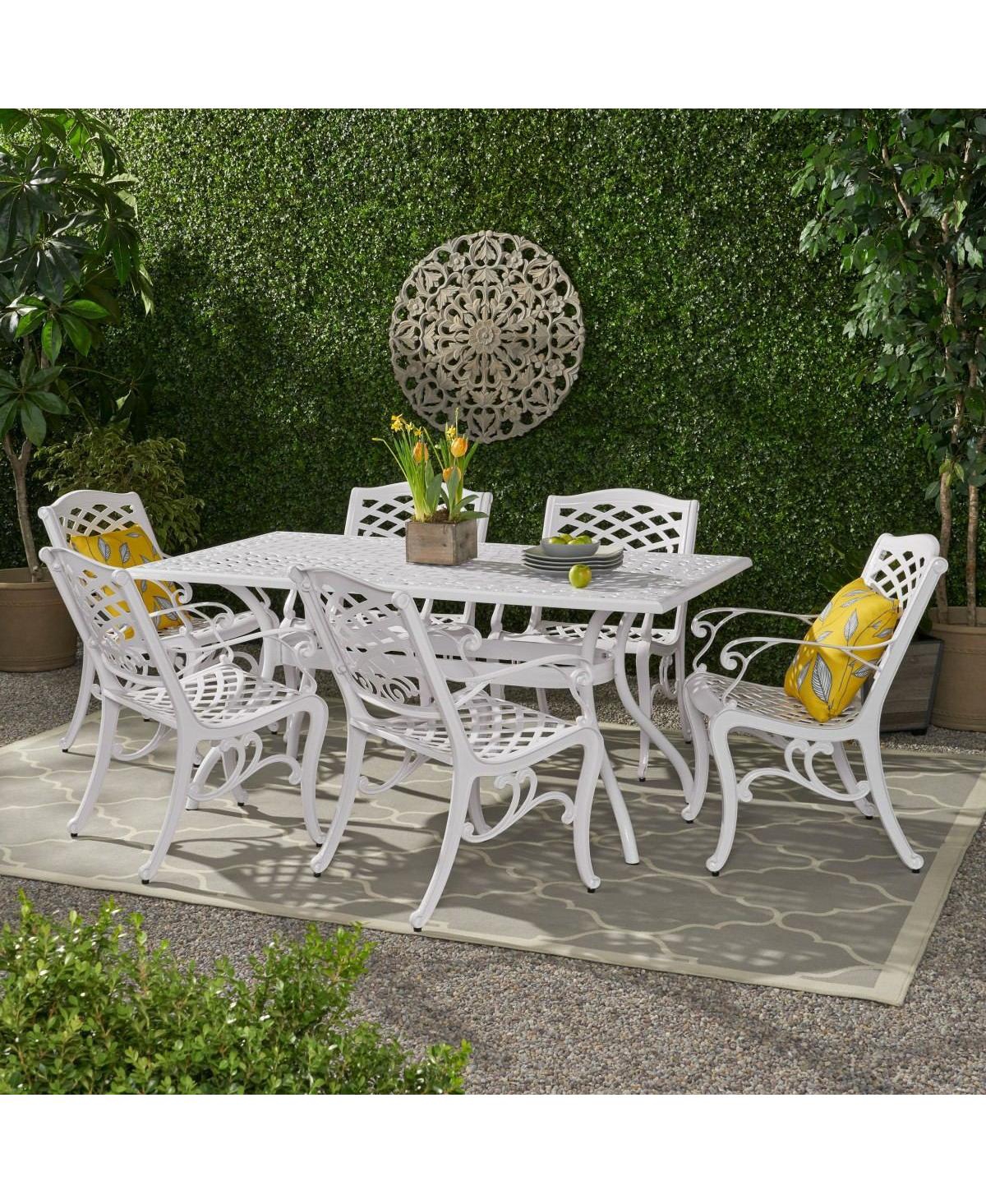 Click here for Asagikoiai 7-Piece Cast Aluminum Patio Dining Set... prices