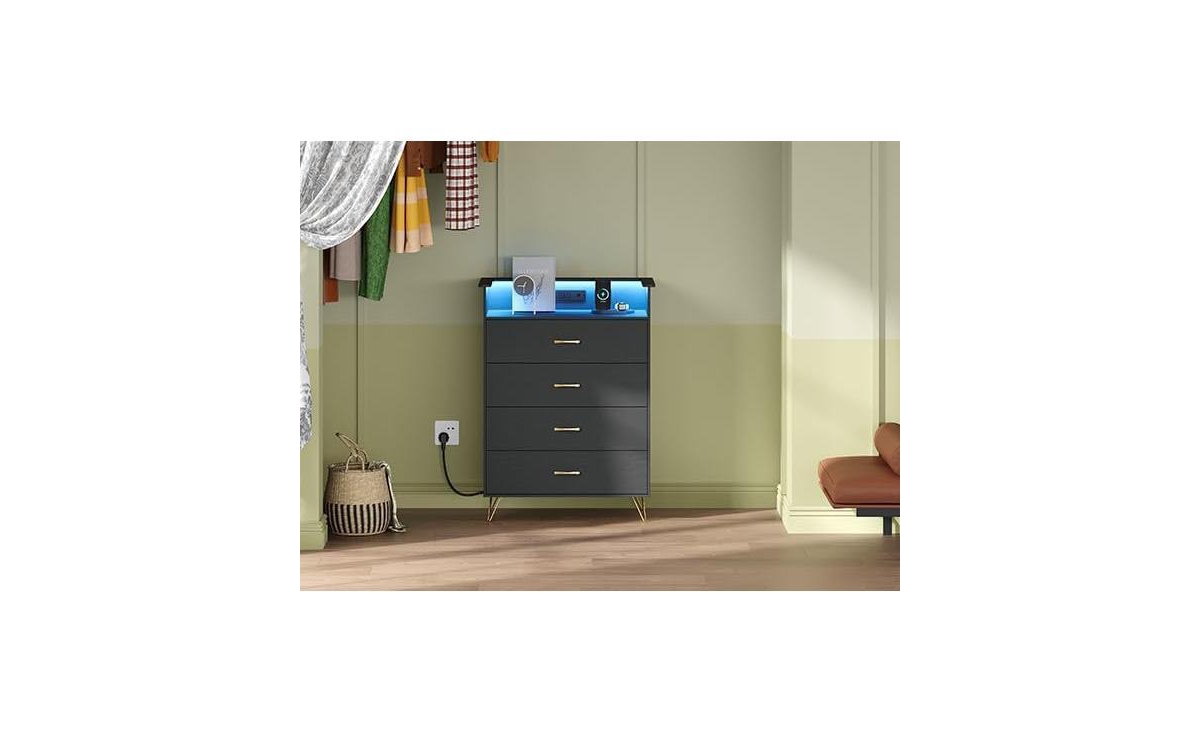 Click here for homfan 4 Drawer Tall Dresser with Charging Station... prices