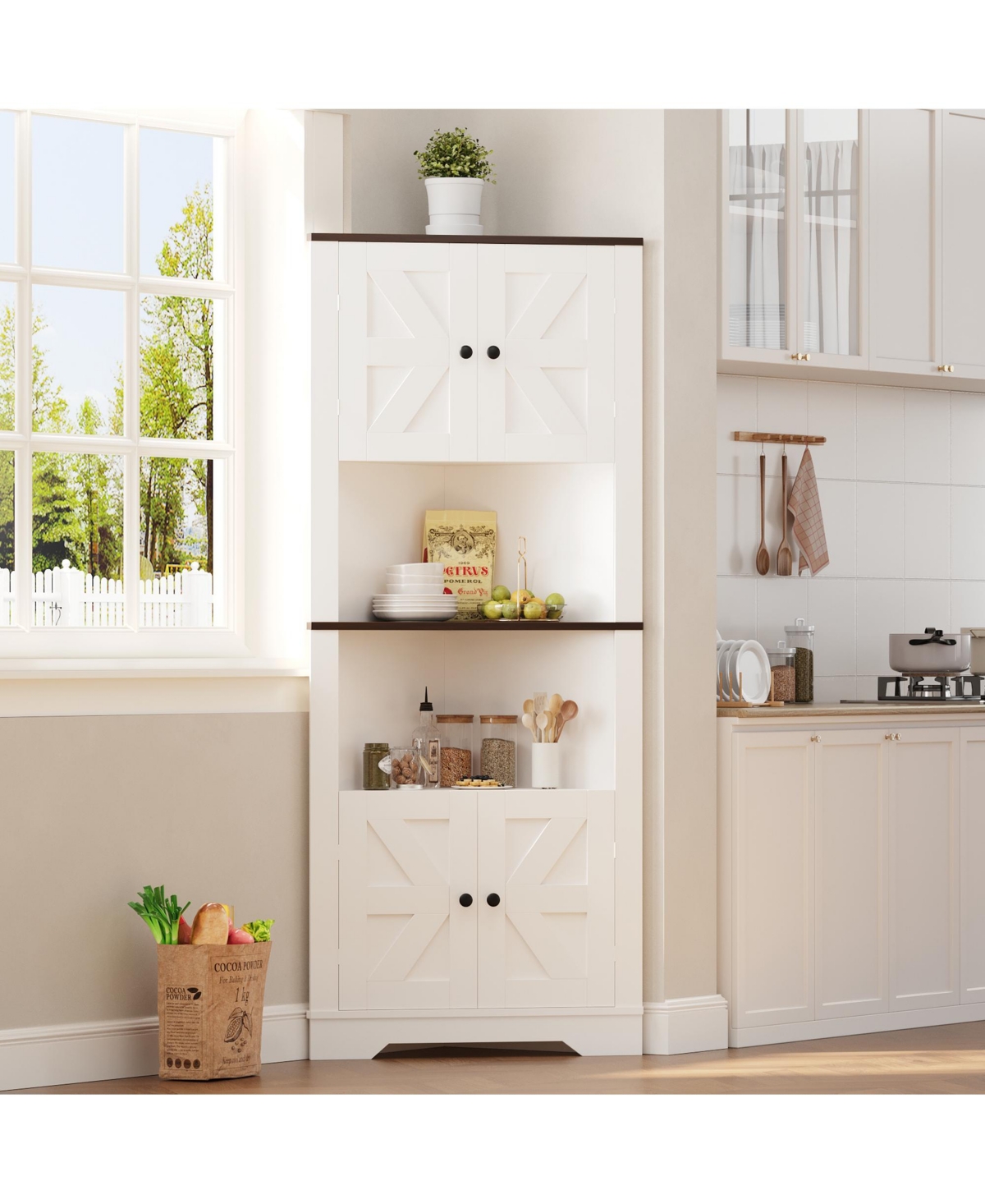 Click here for homfan Corner Storage Cabinet with Barn Door and A... prices