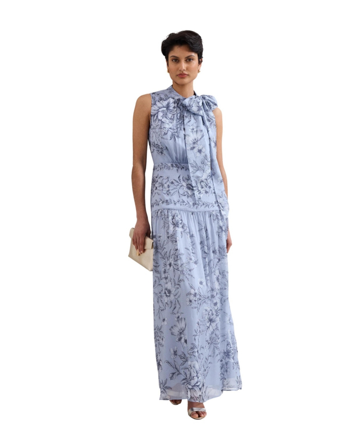 Click here for Phase Eight Womens Silk Bow-Neck Maxi Dress - Pale... prices