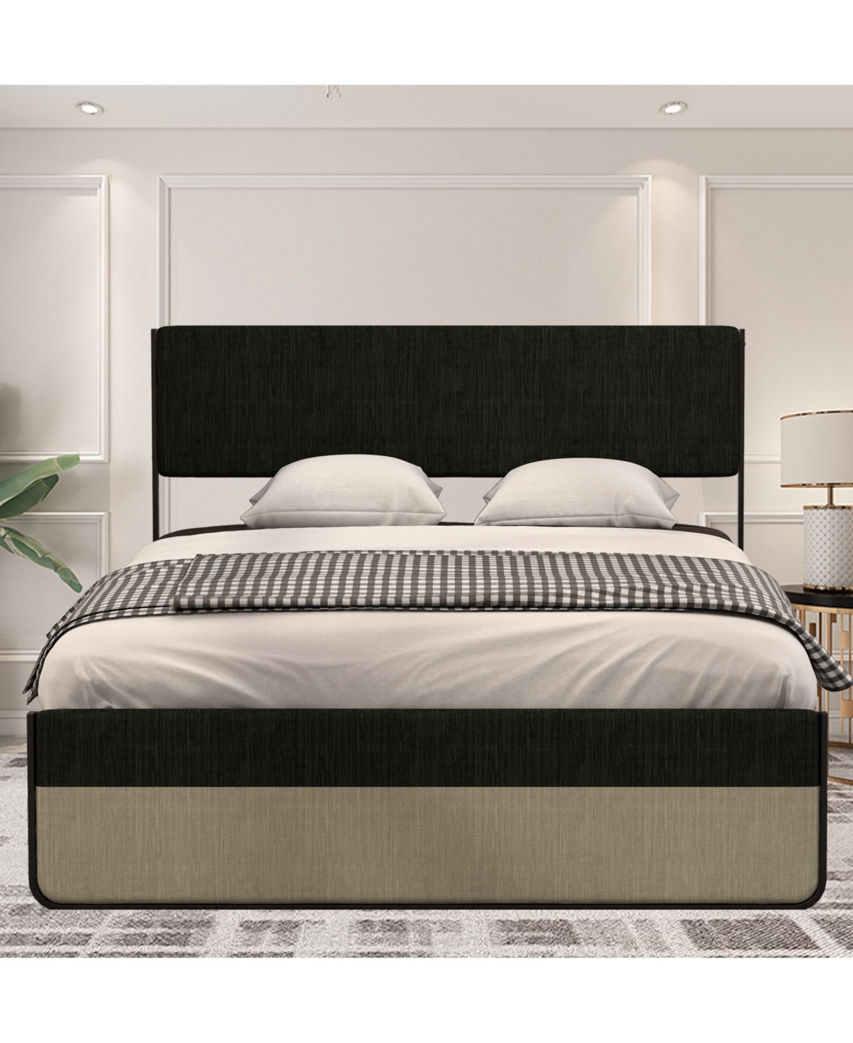 Click here for homfan Upholstered Platform Bed Frame with Headboa... prices