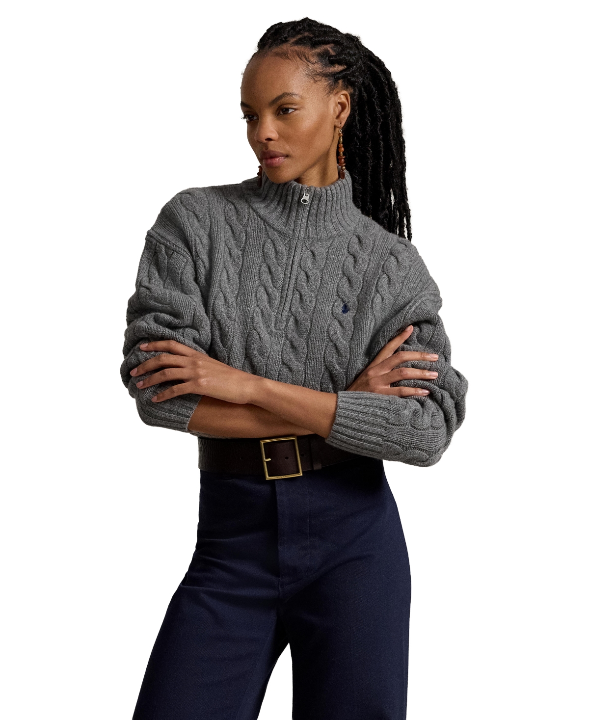 Click here for Polo Ralph Lauren Womens Cable-Knit Half-Zip Sweat... prices