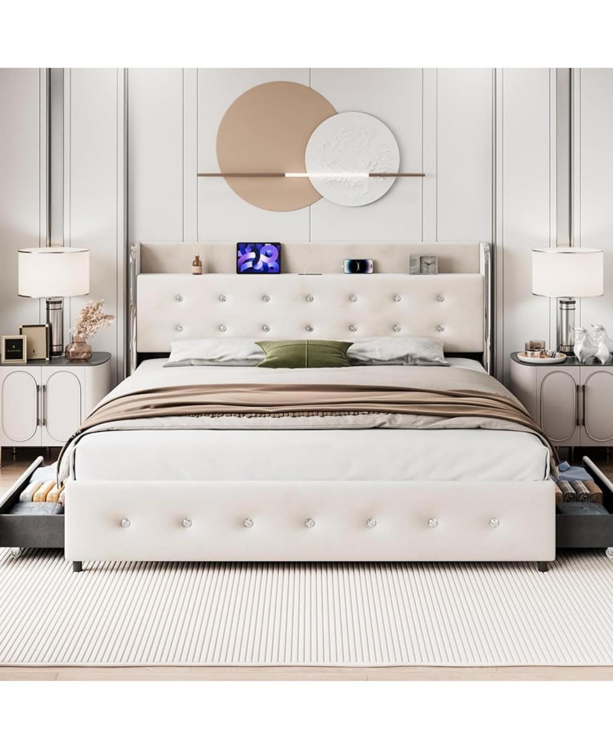 Click here for homfan Bed Frame with Headboard Shelf  Charging St... prices