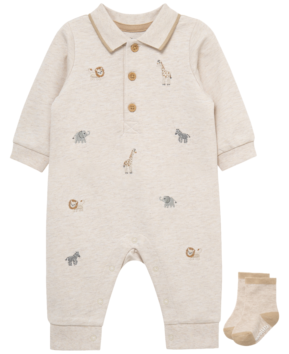 Click here for Little Me Baby Boys Safari Long-Sleeve Coverall an... prices