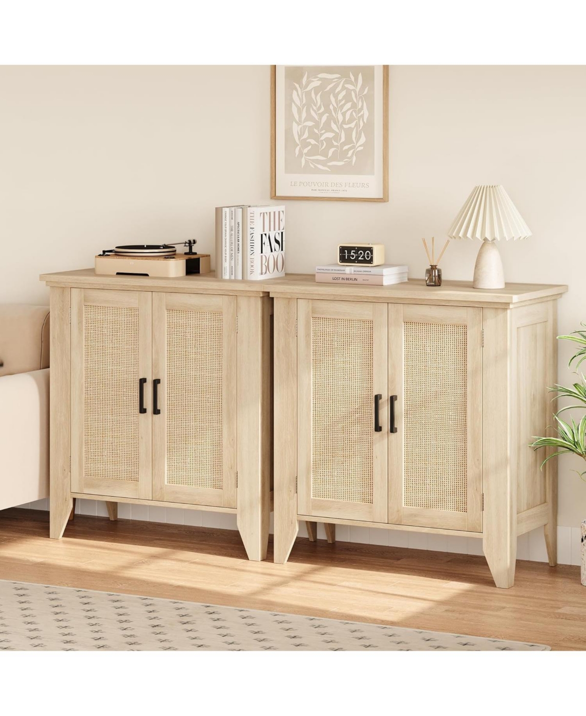 Click here for homfan 2 Piece 30 Wood Color Rattan Sideboard - Sm... prices