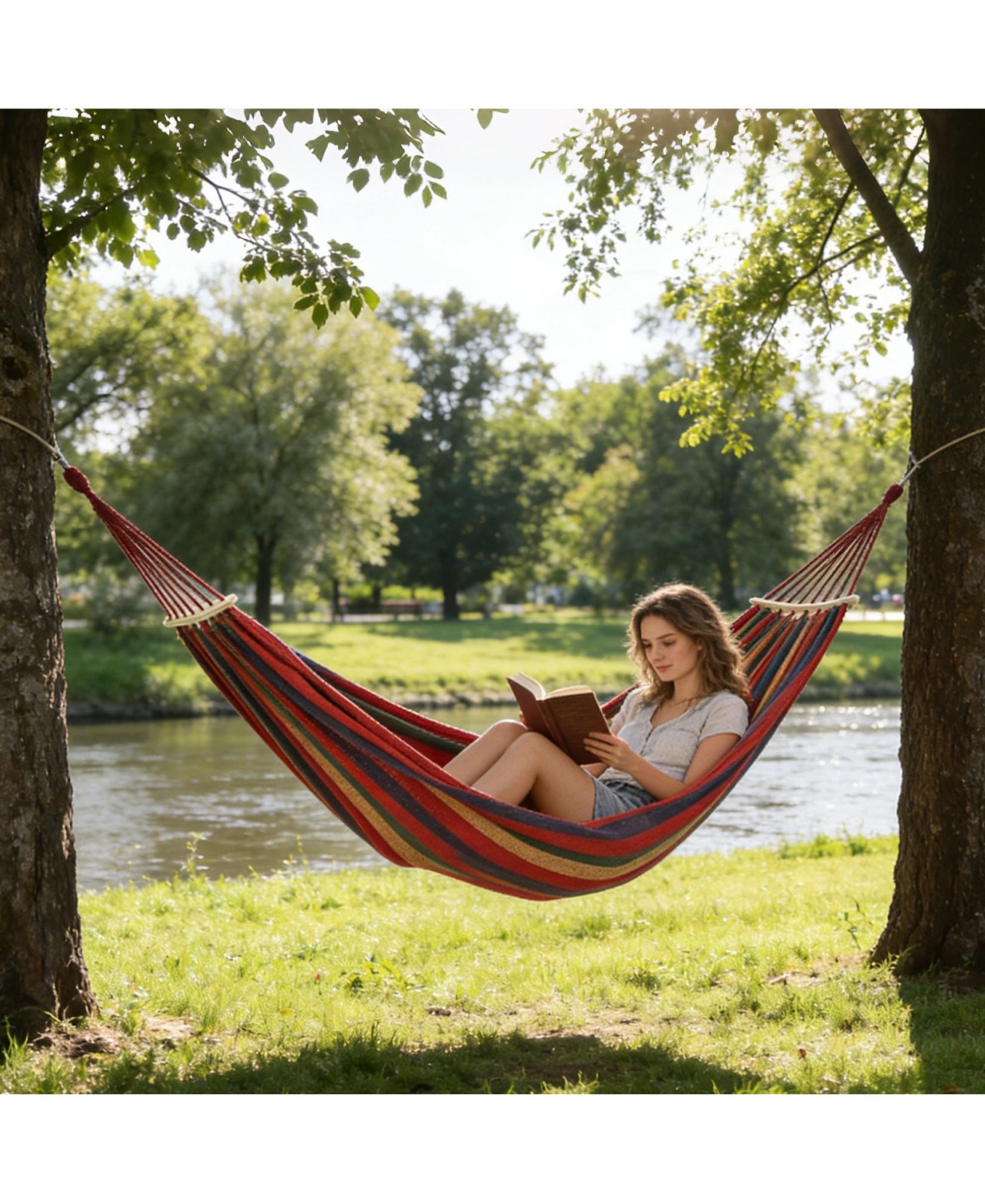 Click here for homfan Heavy-Duty Canvas Hammock with Anti-Roll Sp... prices