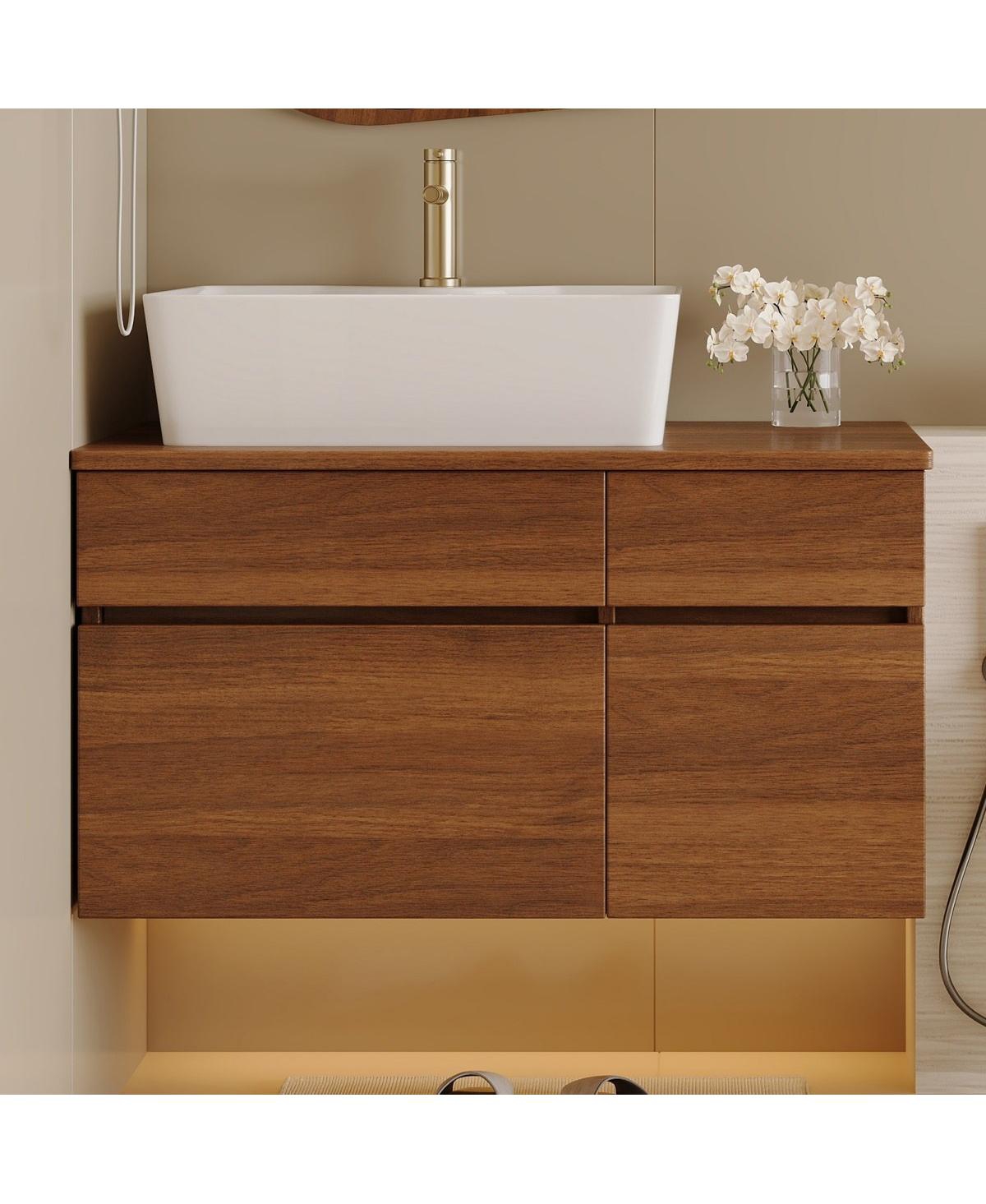 Click here for Thirtypeachy Floating Solid Wood Bathroom Vanity... prices