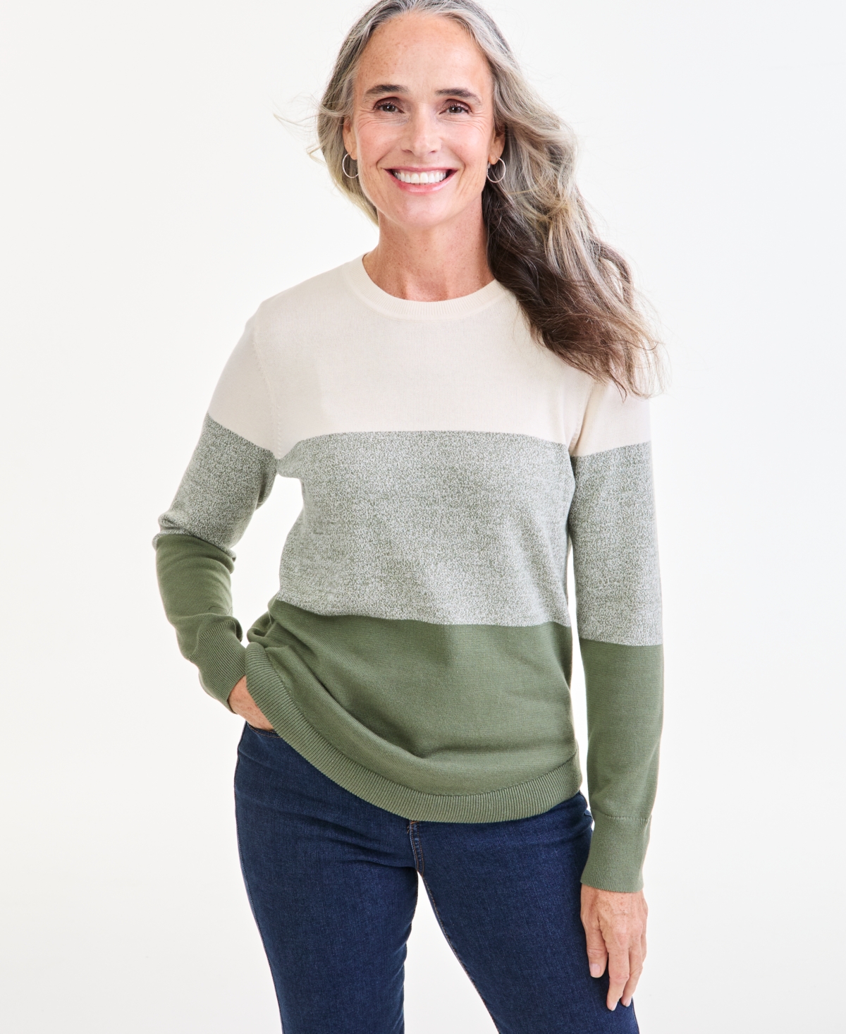 Click here for Style & Co Womens Cotton Colorblocked Curved-Hem S... prices